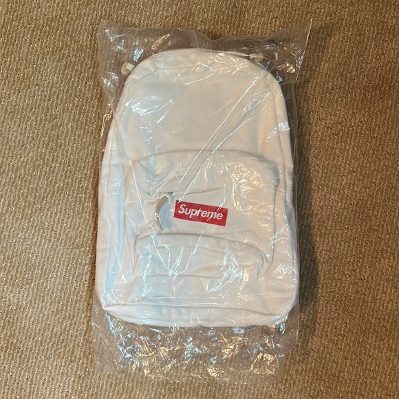 Supreme | Bags | Supreme White Canvas Box Logo Backpack Pristine Auth ...